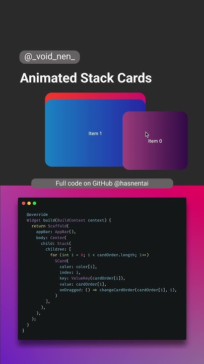 How to make animated stacked cards in Flutter #animation #flutter #mobileappdev - YouTube