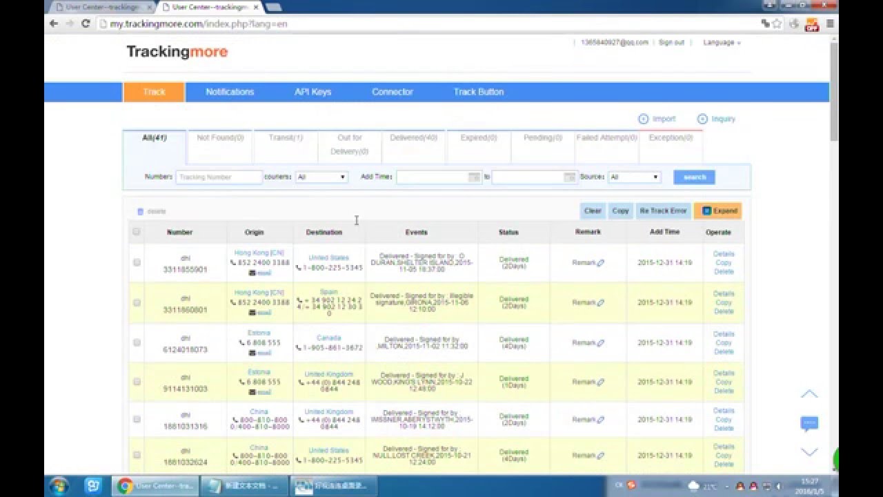 Trackingmore CSV Upload (dhl tracking) - YouTube