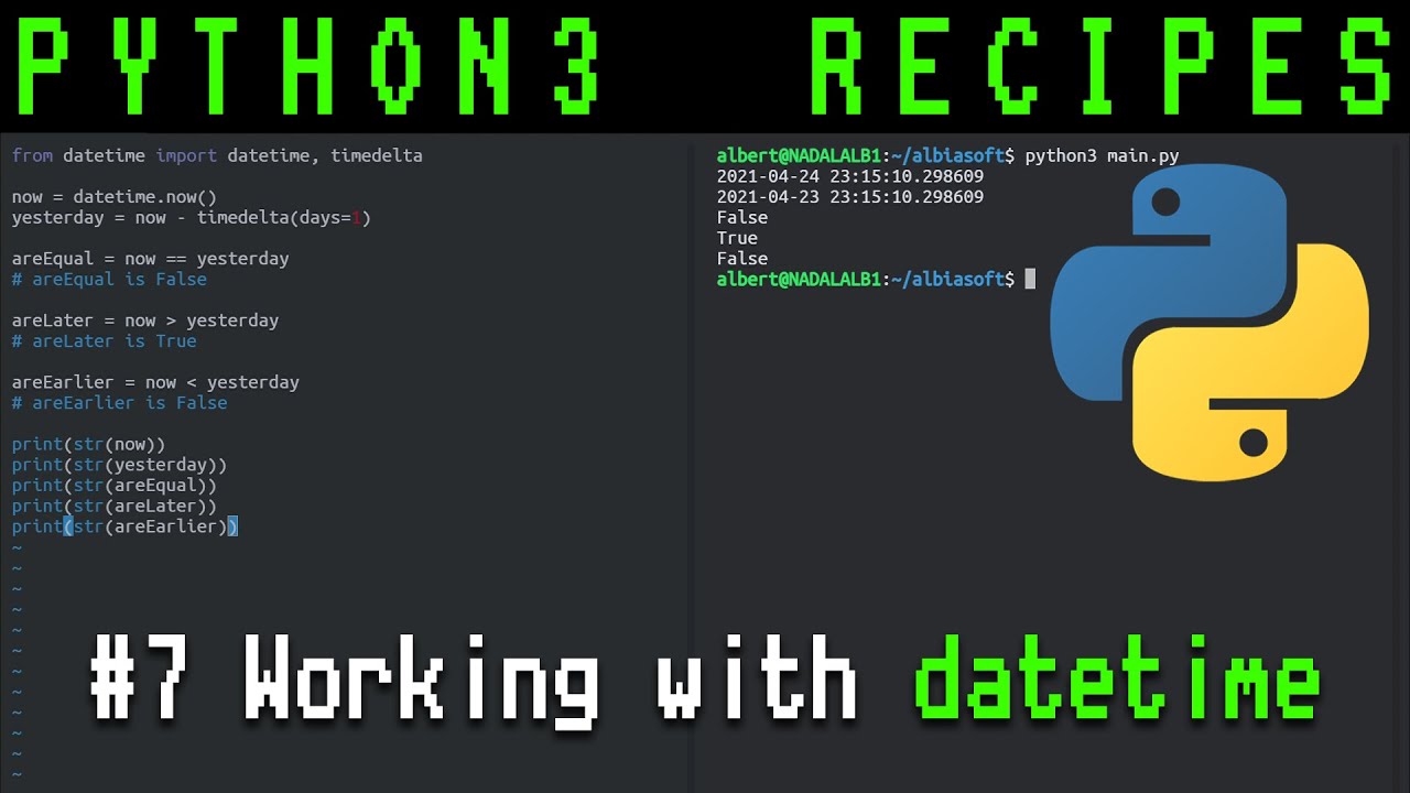 Python3 recipes #7 - Working with datetime - YouTube
