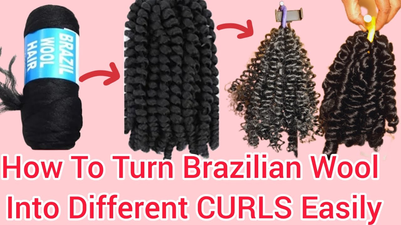 How To Curl Brazilian Wool / DIY Pixie Curls / Crotchet Hair Extension ...