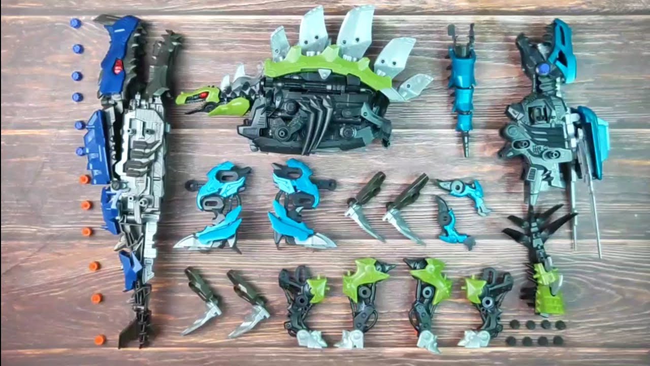 Assemble robot dinosaurs Stegosaurus, T-Rex, Jurassic world, Mozasaurus ...