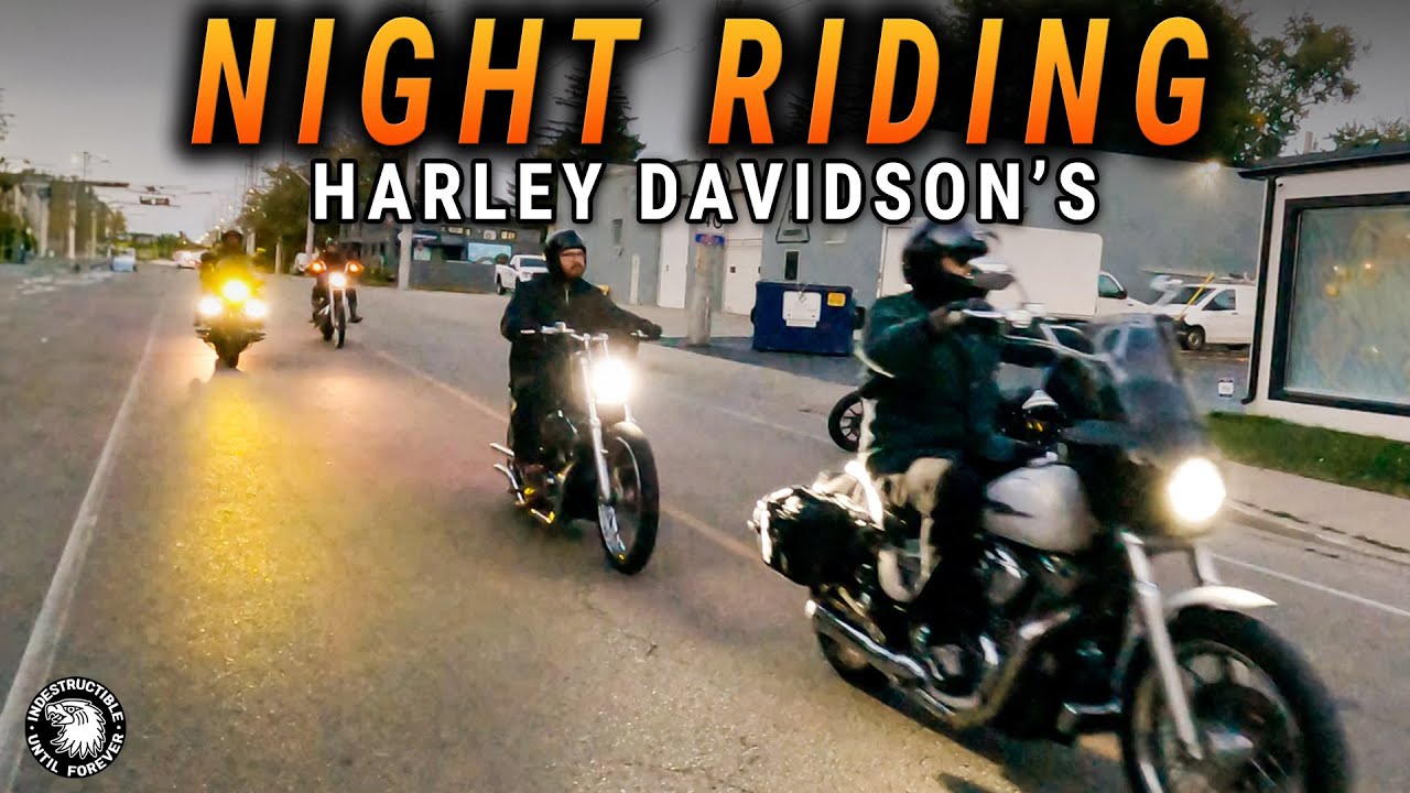 Night Riding Harley Davidson's With Pals - YouTube