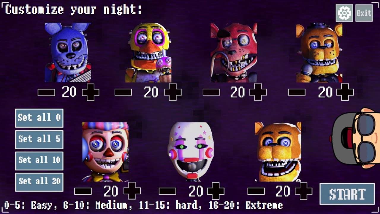 7/20 MODE!!! | FNAF STELLAR RETURN | MODO 7/20 | CUSTOMIZE NIGHT | FNAF ...
