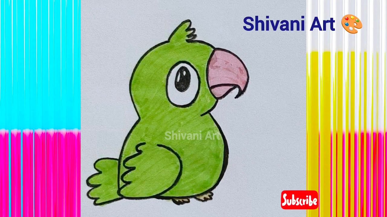 How to draw a Cute Parrot ll Parrot drawing-very easy ll Parrot drawing ...
