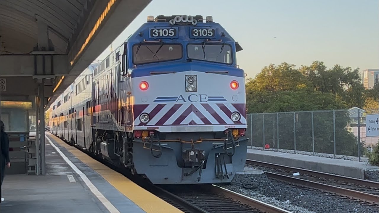 ACE 10 Train with F40PH-3C 3105 Passing through Tamien Station - YouTube