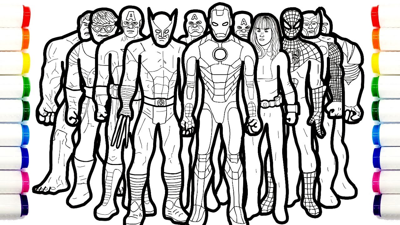 How to COLORING Spiderman Team Coloring Pages Spider-man draw The ...