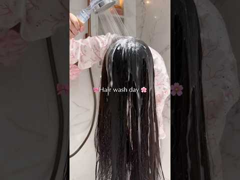 Hair wash day ASMR 🌸🫧💫 #cleangirl #haircare #asmr #shampoo #routines #haircareroutine #hairwash