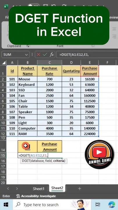 Excel Tips & Tricks | DGET Function in Excel #exceltips #exceltutorial #shorts #trending #viral ...