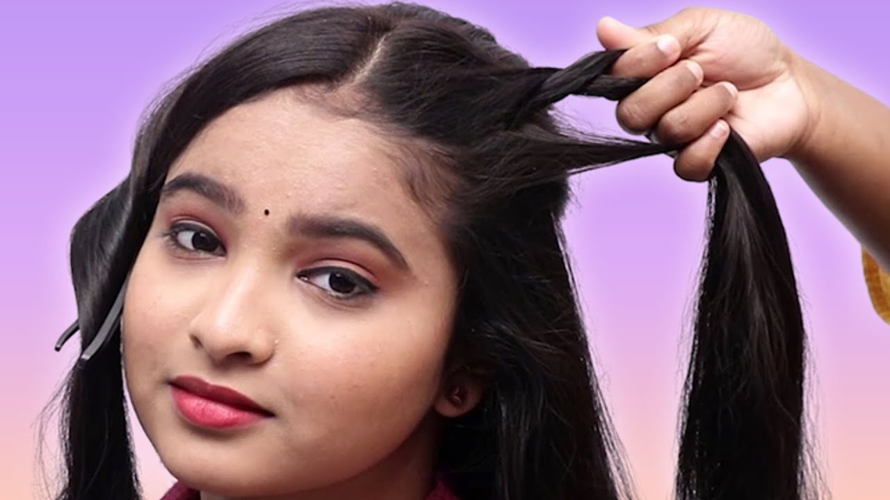 Front Open Hairstyle for College Girls | Everyday Hairstyle | Trendy ...