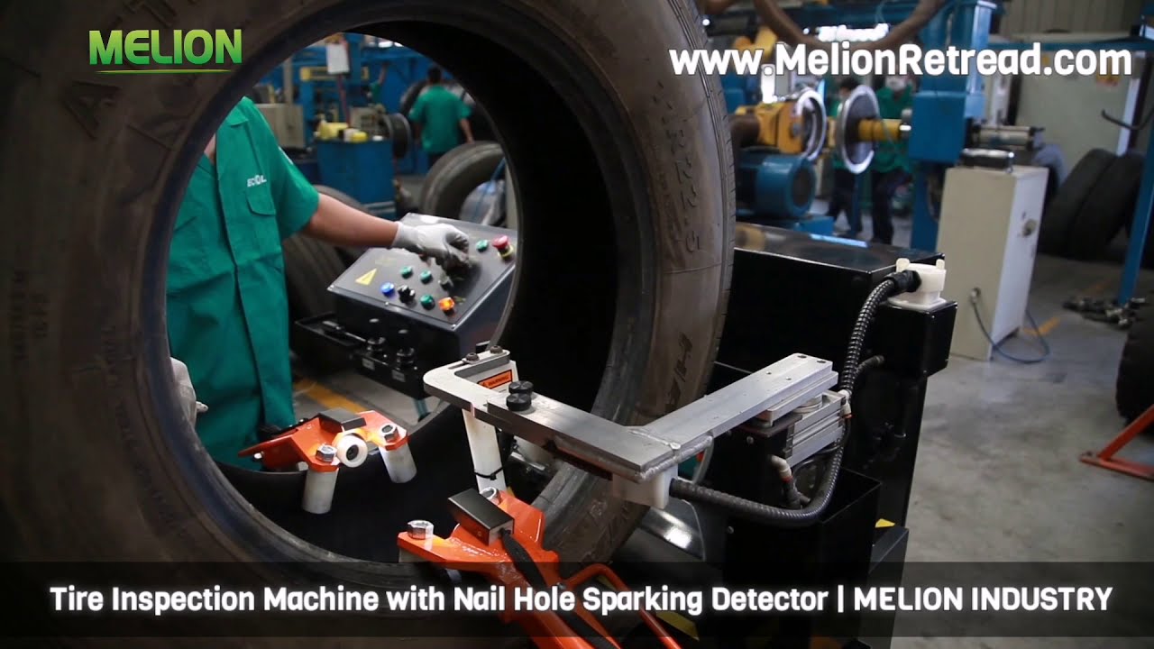 Tire Inspection Machine with Nail Hole Sparking Detector - YouTube