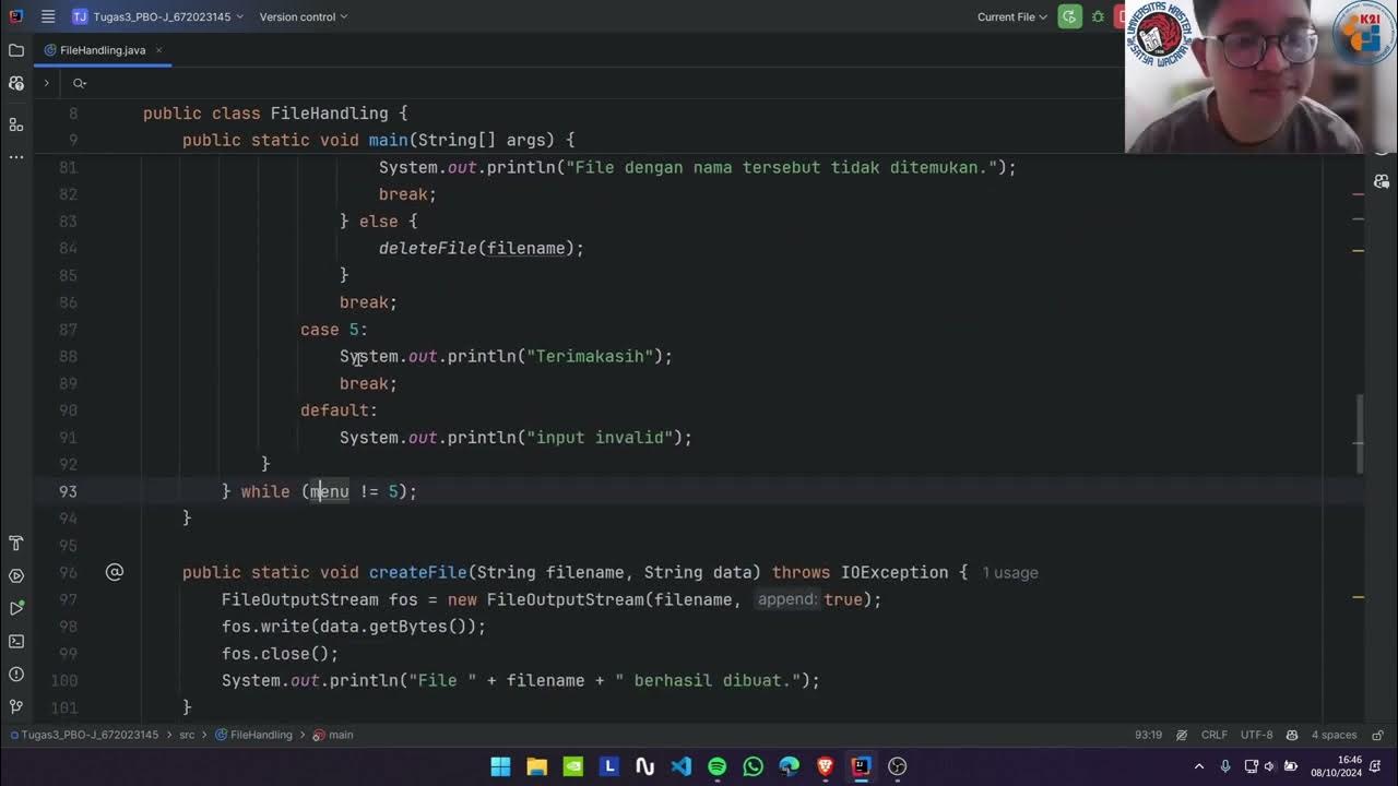 Tugas 3 - Pemrograman Berorientasi Objek (Kelas Asisten J) - FILE HANDLING STUDY CASE - YouTube