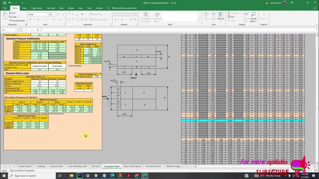 How to Calculate Wind load using Design Excel Spreadsheets - YouTube
