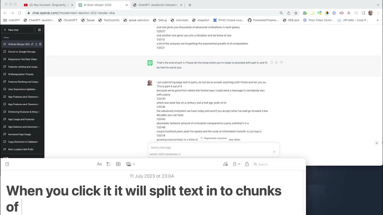 Adding a lot of text to ChatGPT using ChunkGPT Bookmarklet - YouTube