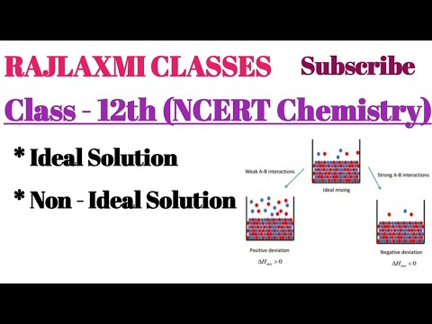 Ideal Solution and Non Ideal Solution ll Class - 12th ll NCERT ...