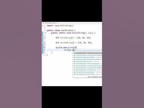 Inbuild method to find whether two arrays are equal or not : Java Program. - YouTube