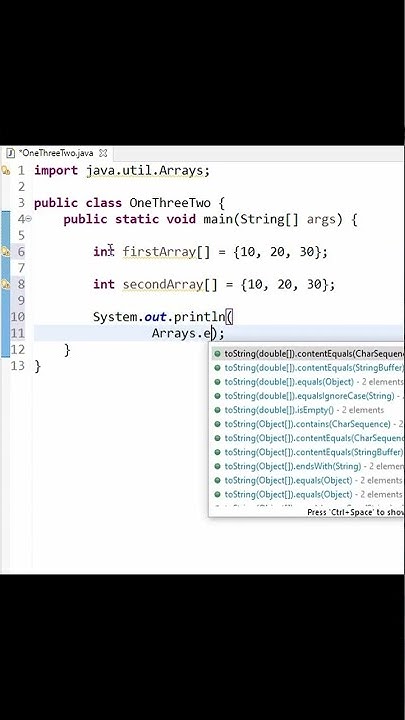 Inbuild Method To Find Whether Two Arrays Are Equal Or Not Java Program Youtube 