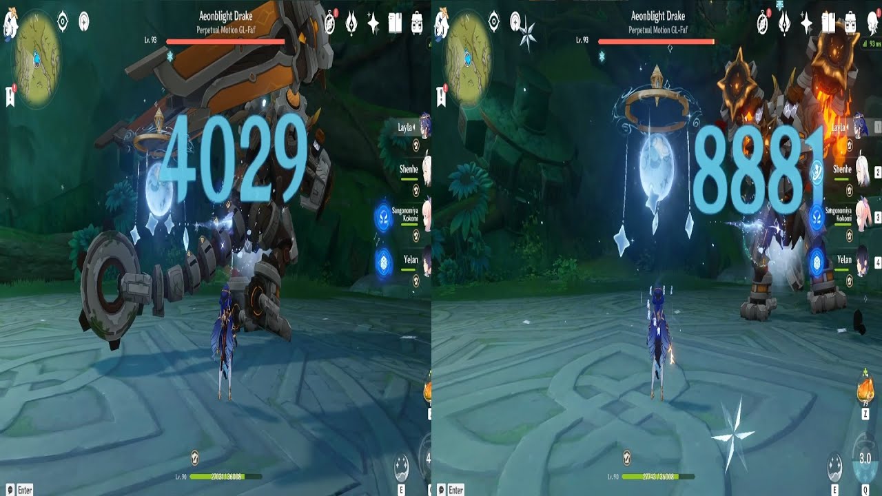 C0 Layla with and without Shenhe Buff Damage Comparison | Layla DPS ...