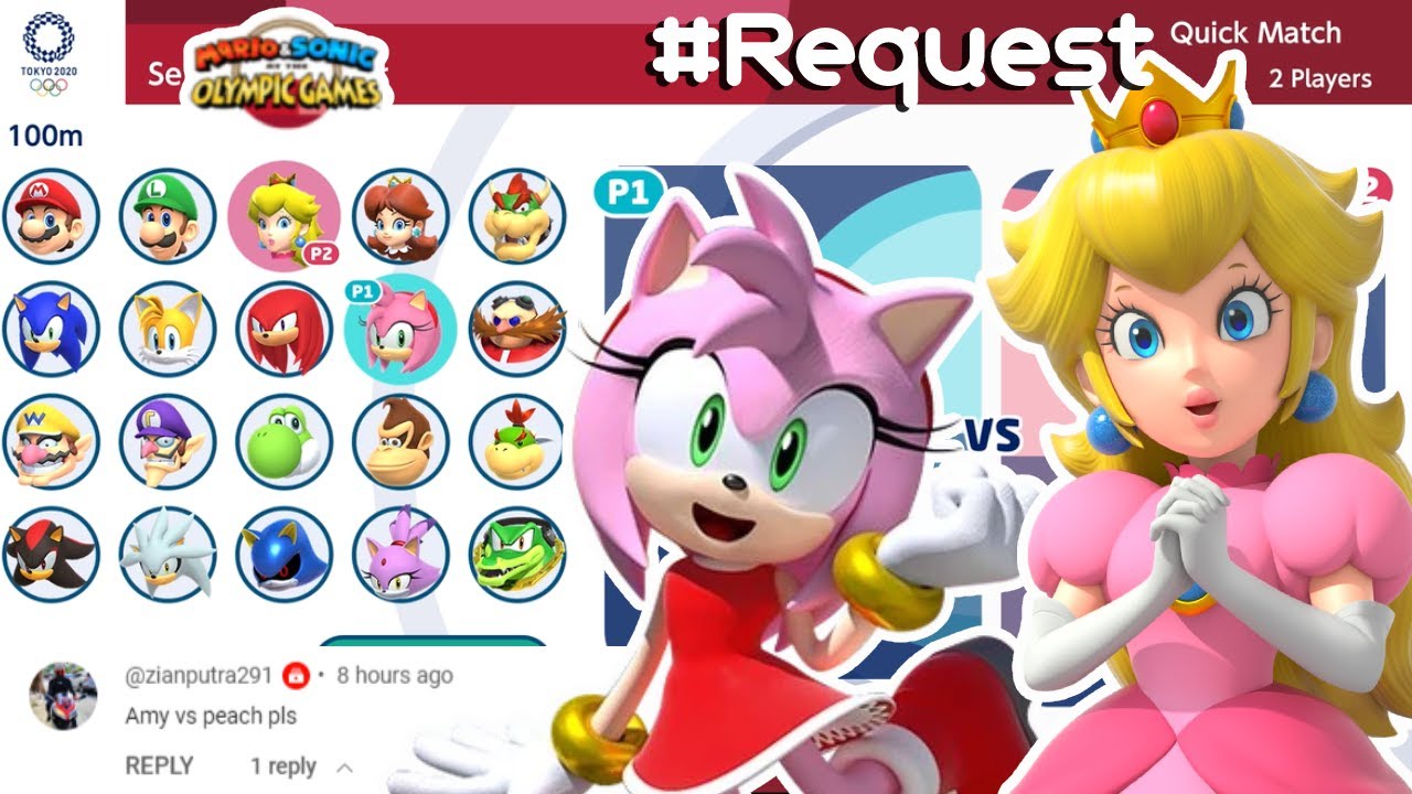 Amy VS Peach | Gameplay (2 Players) | MARIO AND SONIC AT THE OLYMPIC ...