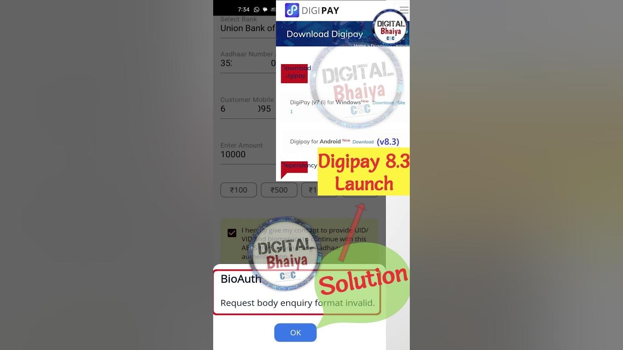 Digipay Mobile App 8.6 | Request Body Enquiry Format Invalid | #digipaynewupdate #digipay 2024 ...