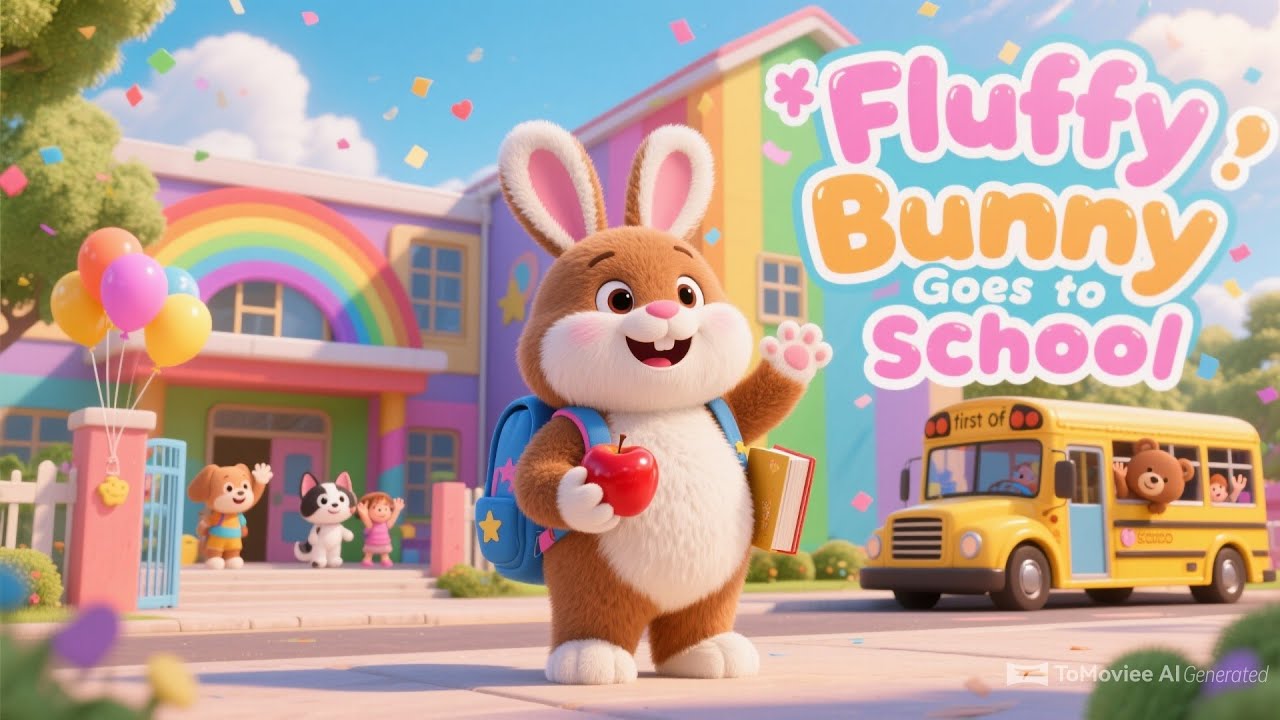 Fluffy Bunny Goes to School 🐰 | Back to School Dance Song for Kids ...