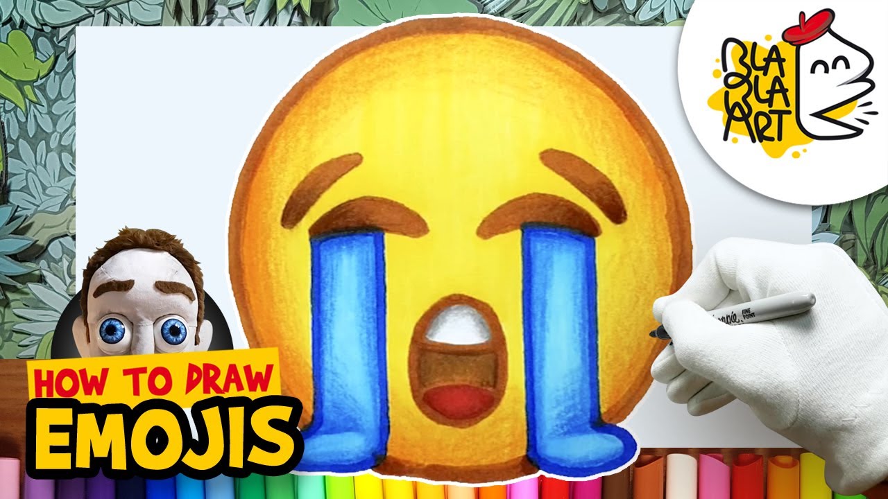 HOW TO DRAW THE CRYING EMOJI | Beautiful Emoji Drawing Step by Step ...