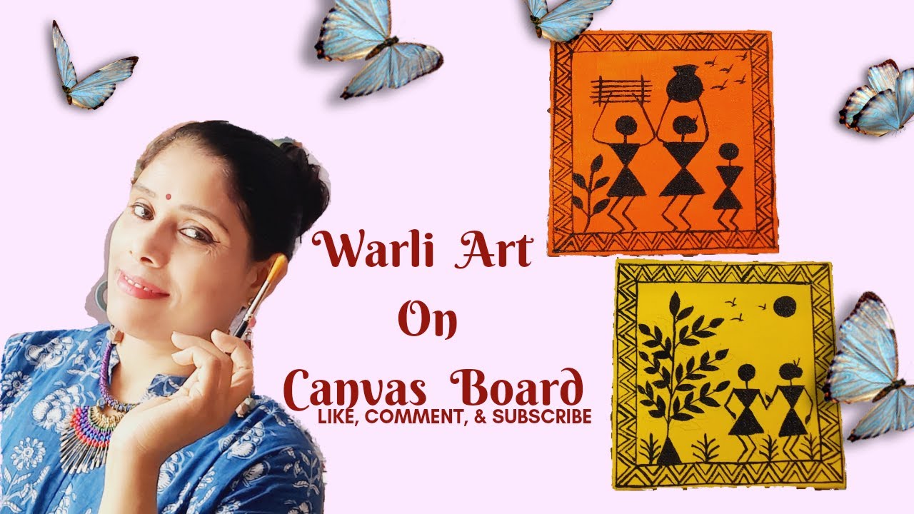 Warli Art| Warli Art On 4×4 Canvas Board| Easy Warli Art for Beginners ...
