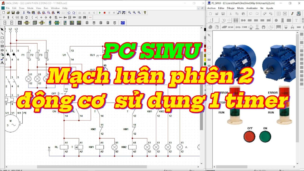 22. Mạch luân phiên 2 động cơ sử dụng 1 timer || Học Trang bị điện với ...