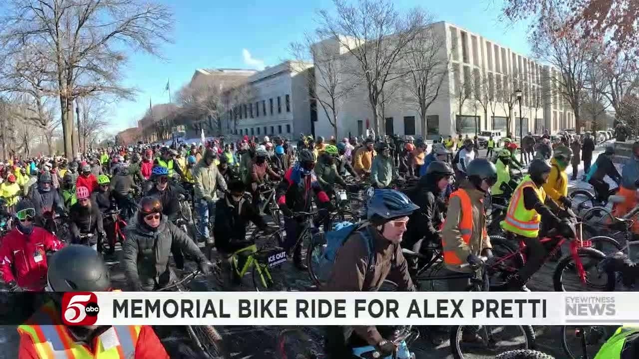 Cyclists fill the streets during memorial bike ride for Alex Pretti ...
