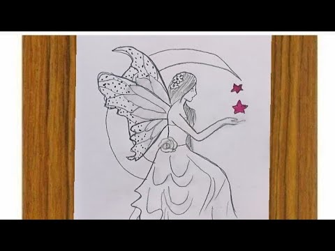 Beautiful girl drawing with wings || girl drawing step by step for ...