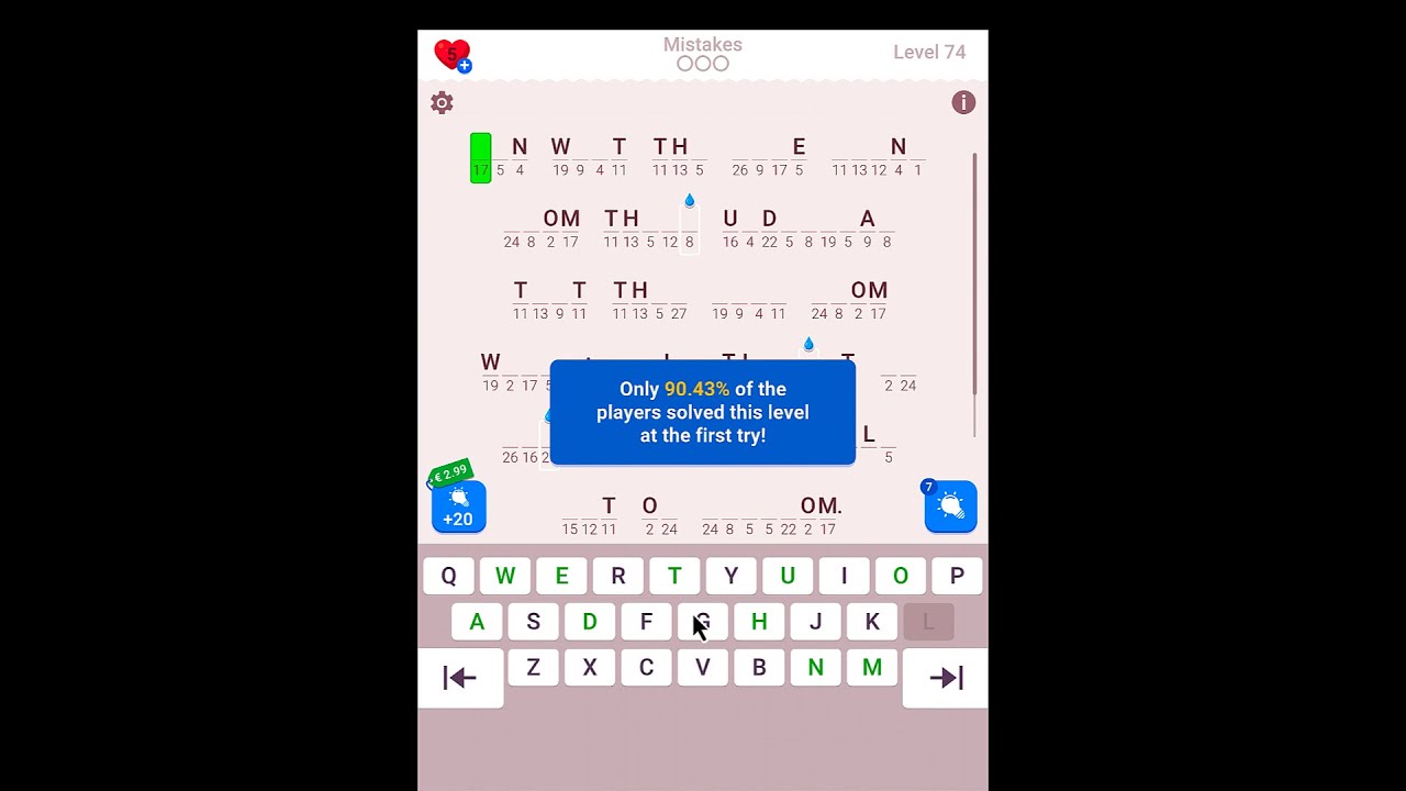 Cryptogram: The Solution For Level 74! - Step by Step Word Brain Puzzle ...