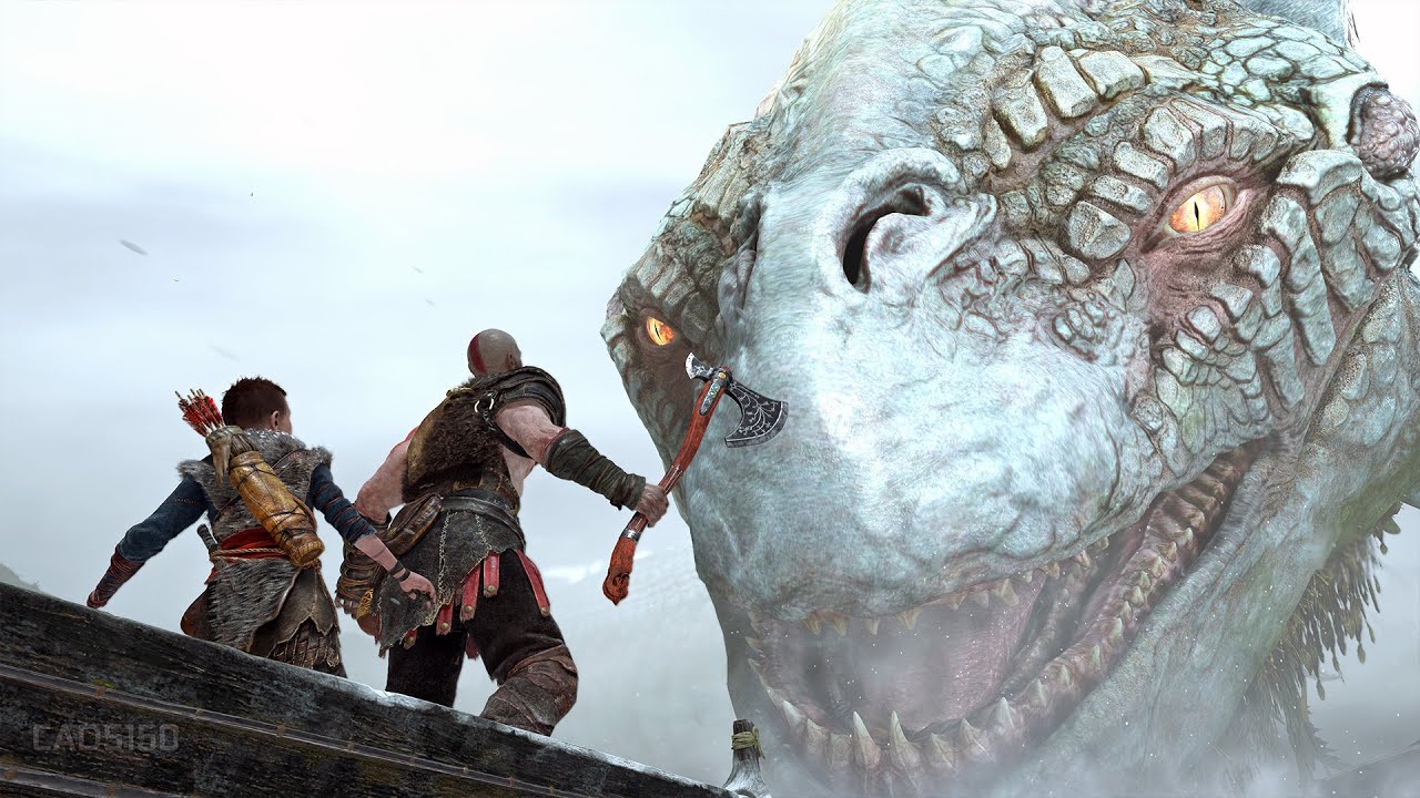Kratos Throws His Axe and Awakens The World Serpent Jörmungandr 4K- God ...