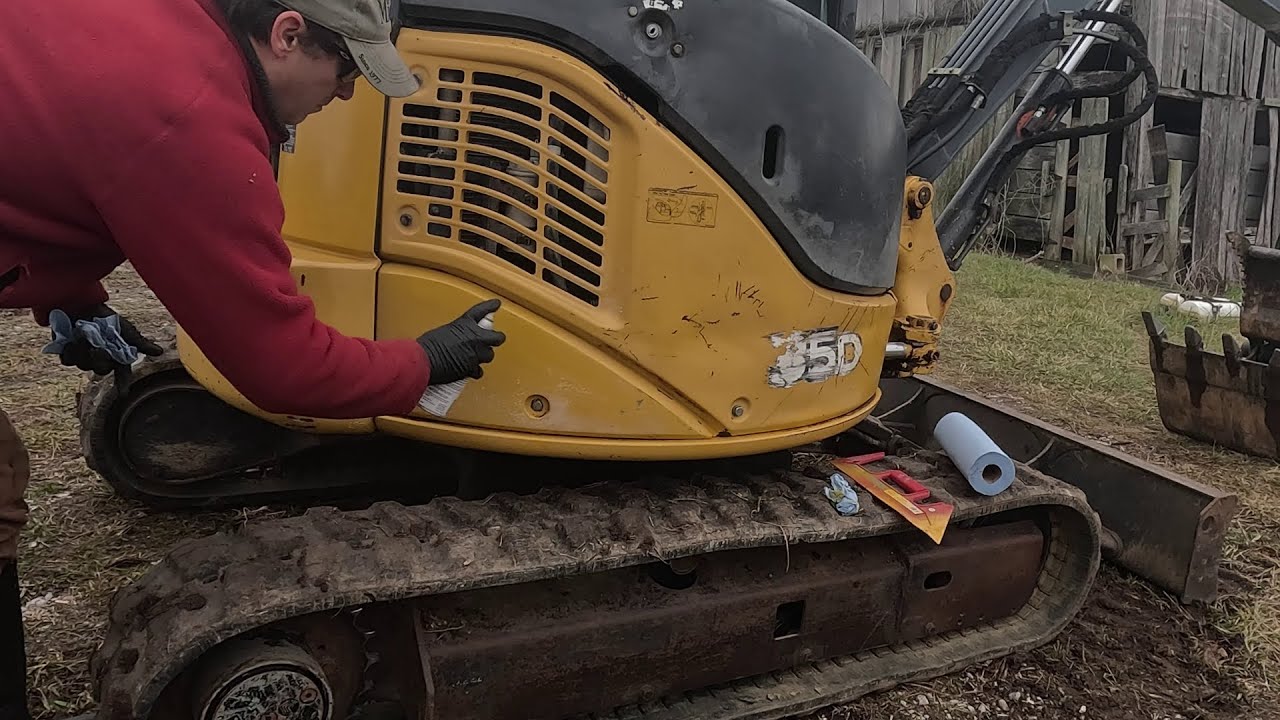 I Spray Painted My Mini Excavator and Restored the Trim - YouTube