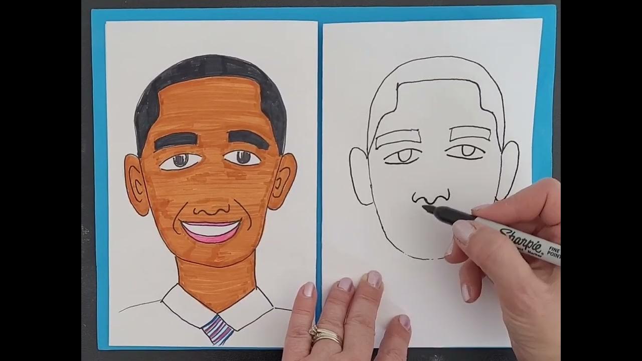 how to draw Barack Obama easy step by step @artmakeslifemeri - YouTube