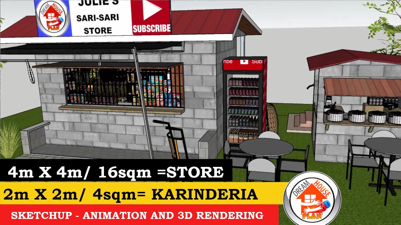 DREAM HOUSE PLAN 3D/4m X 4m /16sqm=STORE/2m X 2m /4sqm=MINI KARINDERIA ...