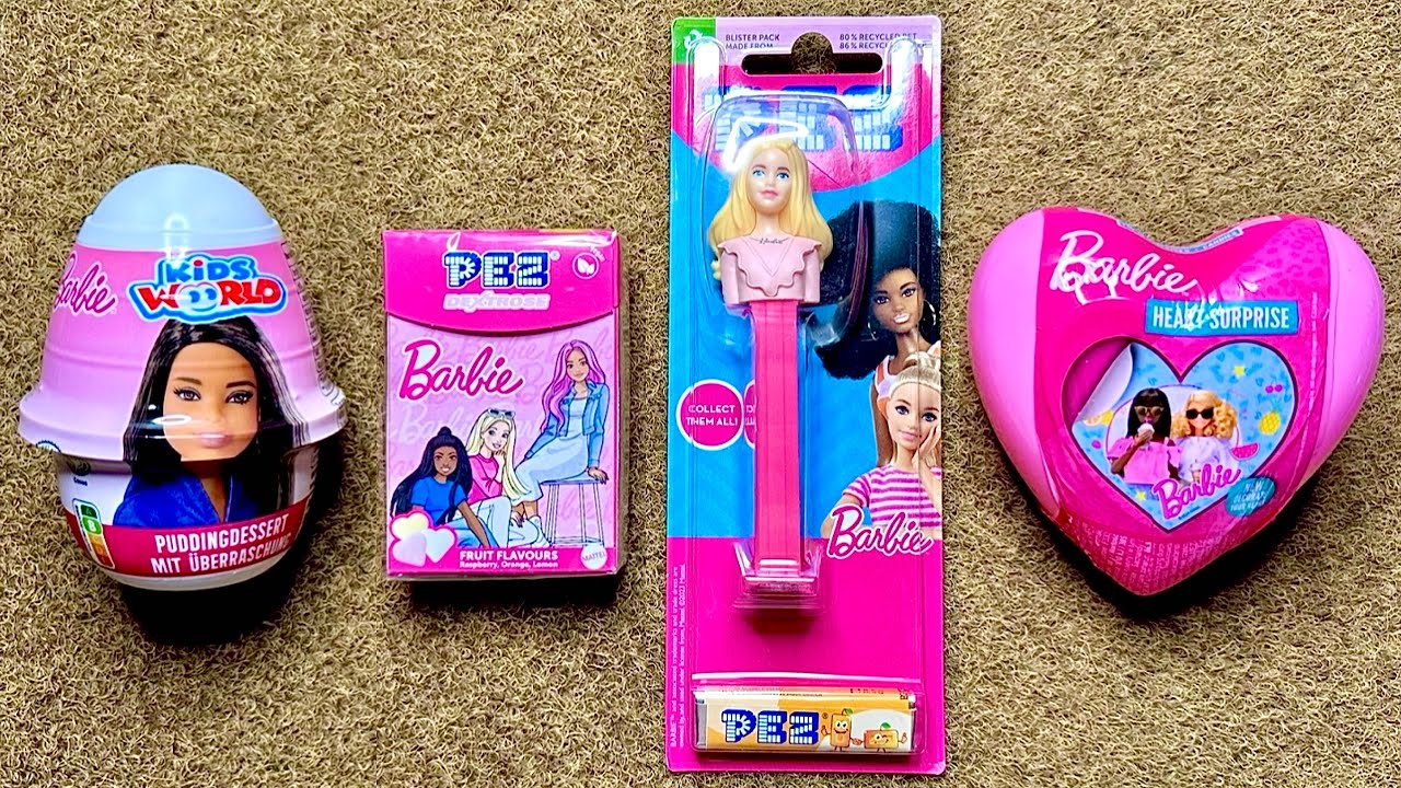 🎀🫶🏼 Funny Barbie ASMR | Satisfying Candy Surprise Pudding Egg Sweets ...
