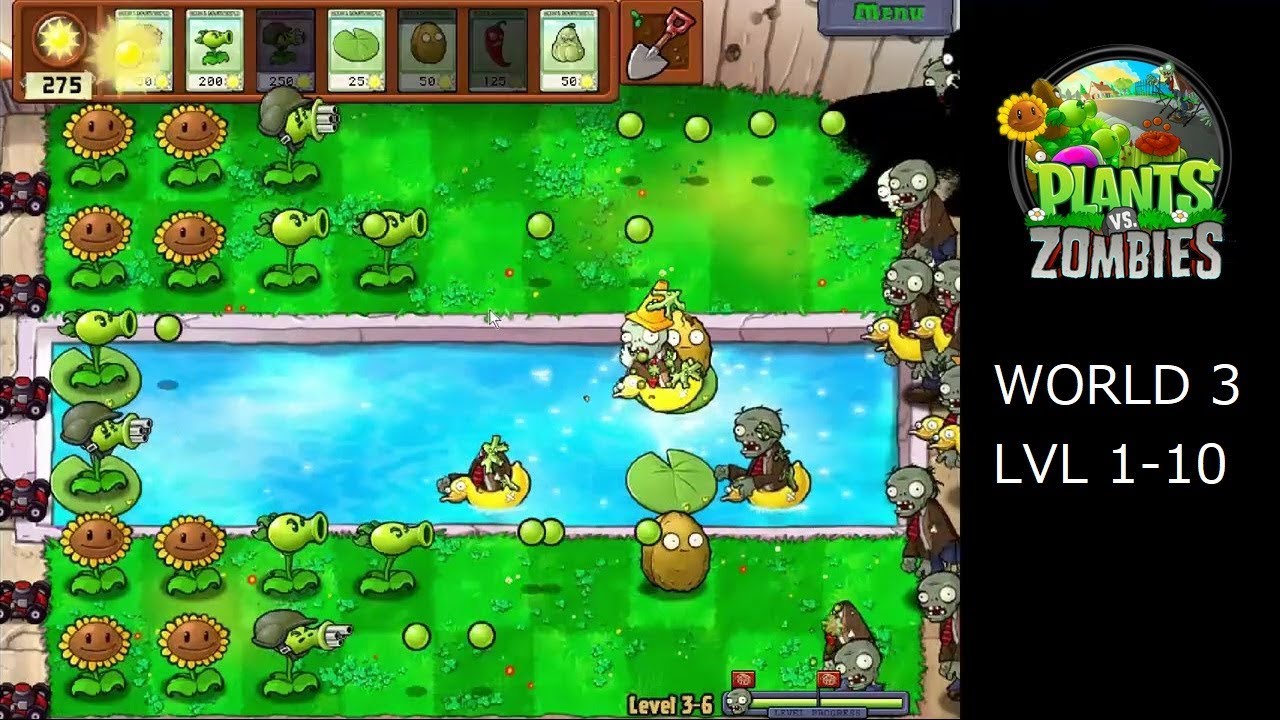 Plants vs Zombies - World 3, all levels - YouTube