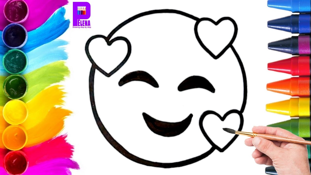 HOW TO DRAW A LOVE EMOJI || DRAW EMOJI FACE || ELENA PAINTING - YouTube