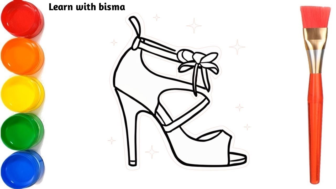 How to Draw high heel drawing, Painting and Coloring for Kids ...