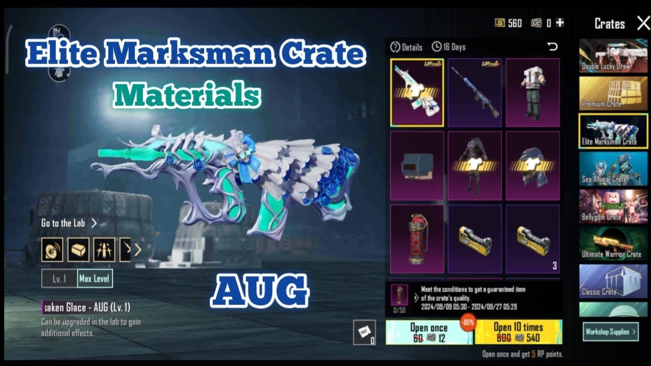 BGMI Elite Marksman Crate Materials - Forsaken Glace - AUG, Mageblaze ...