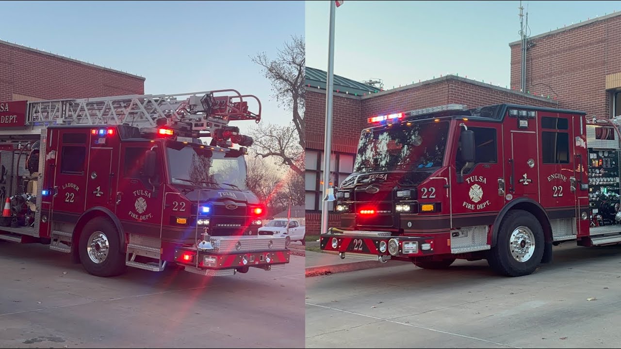 Tulsa Fire Department - Ladder 22 & BRAND NEW Engine 22 Responding ...