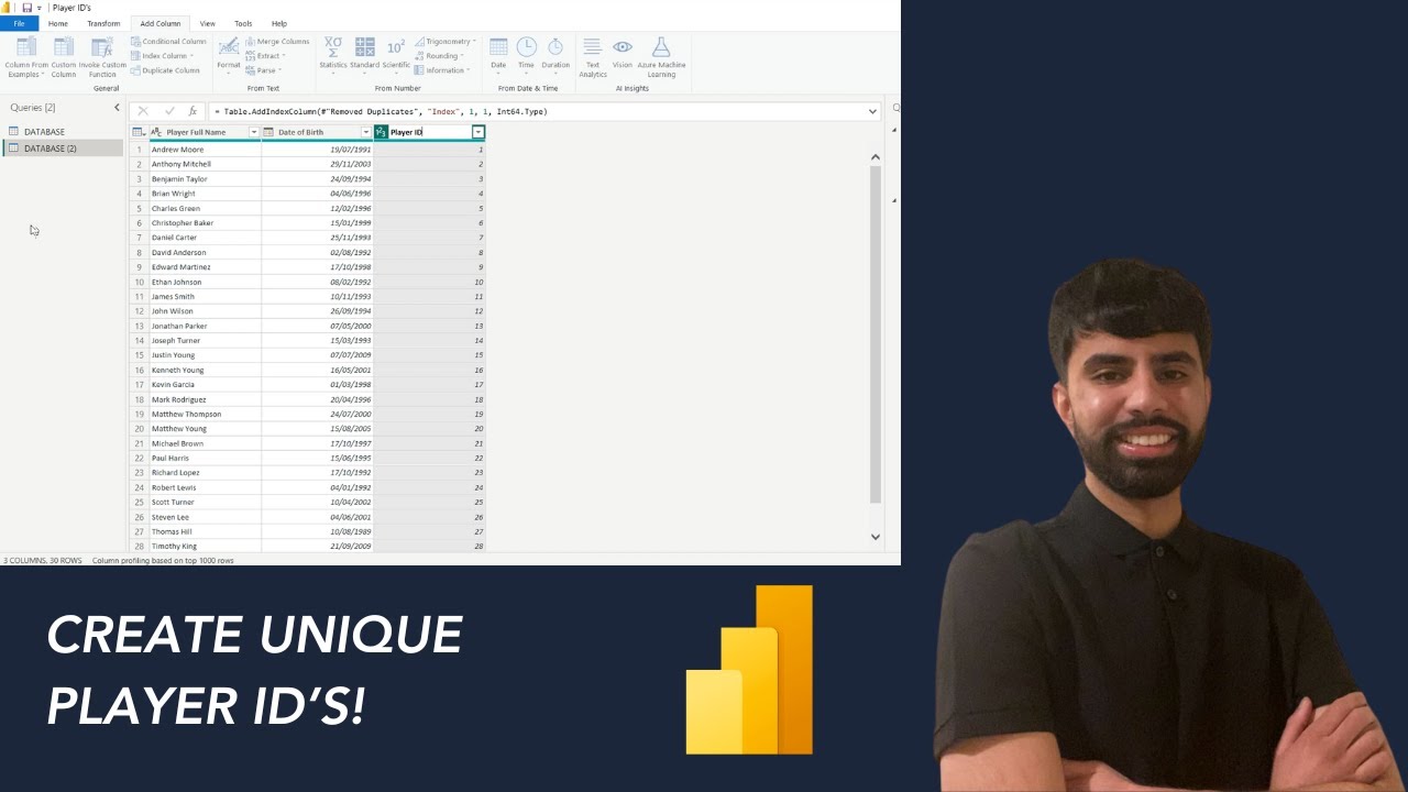How to Create Unique Player ID's in Power BI - YouTube
