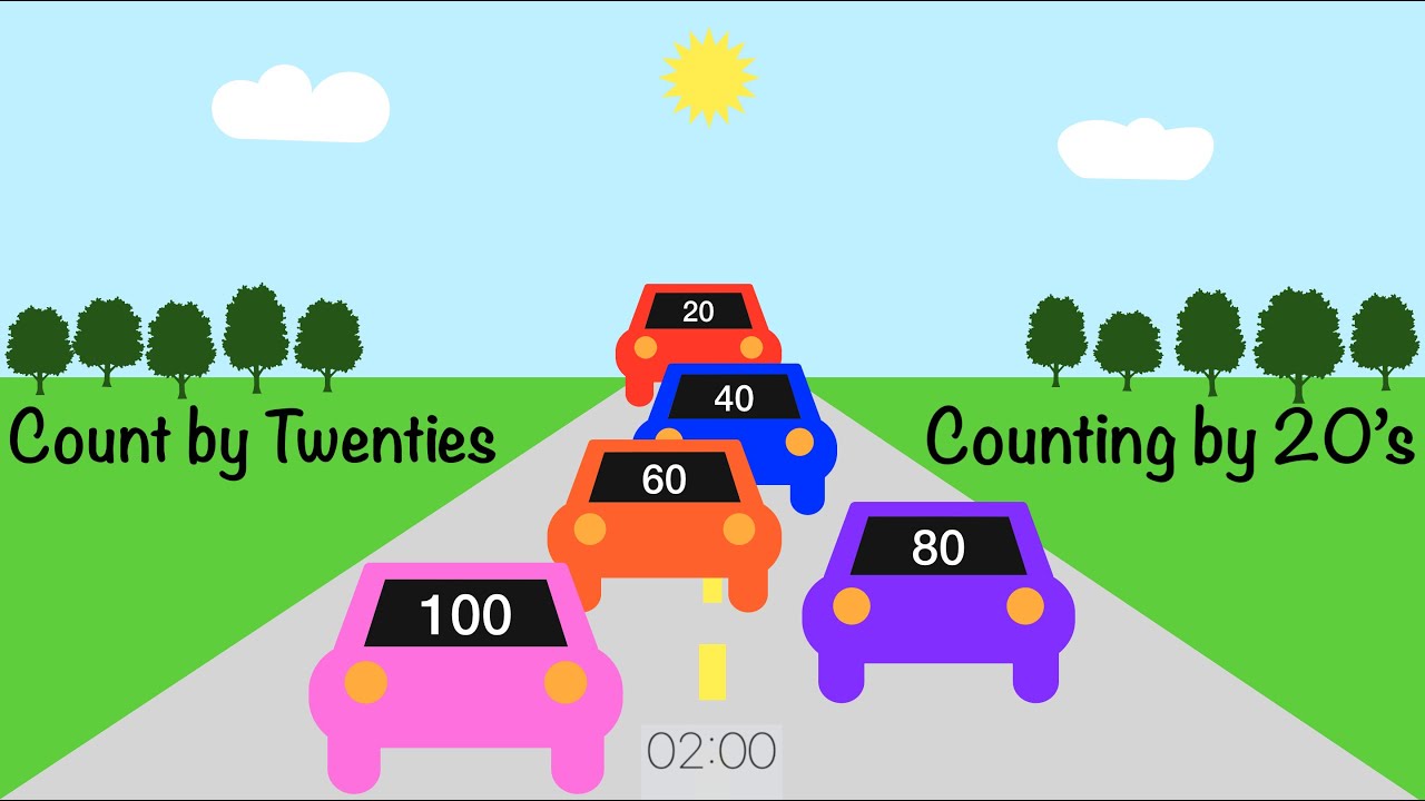🔴 Count by 20 to 300 Drifting Race Car. Learn Skip Counting by 20s, 20 ...