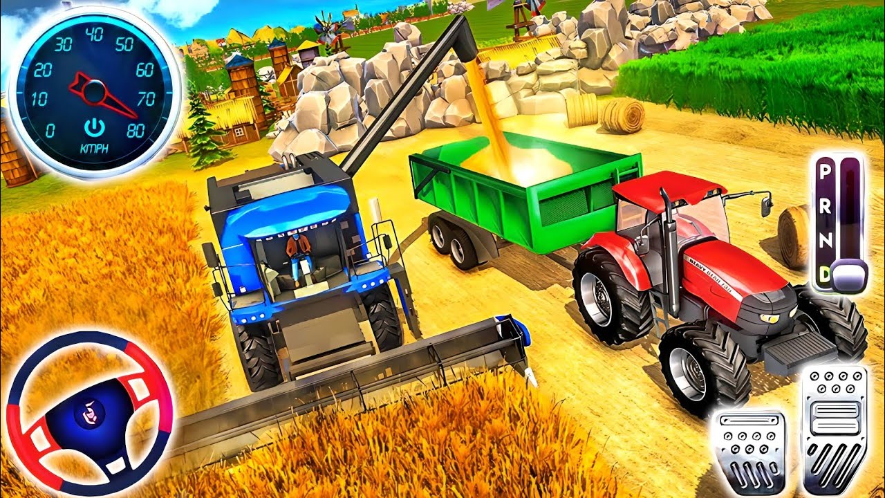 Real Tractor Farming Driving Simulator - Wheat Harvester Transport ...