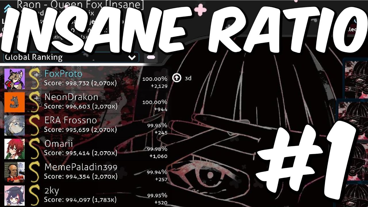 SAME RATIO AS 2KY... | Queen Fox [Insane] #1 998.7k - osu!mania - YouTube