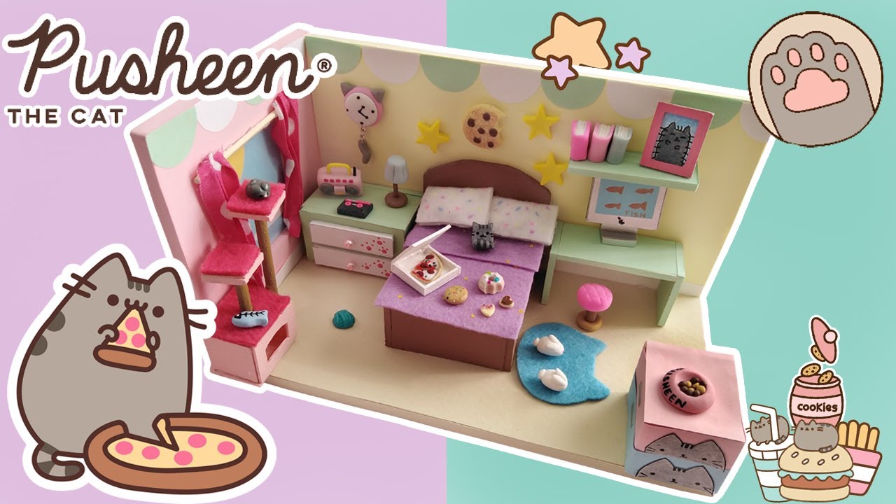 DIY PUSHEEN ROOM.Habitación inspirada en la gatita pusheen. - YouTube