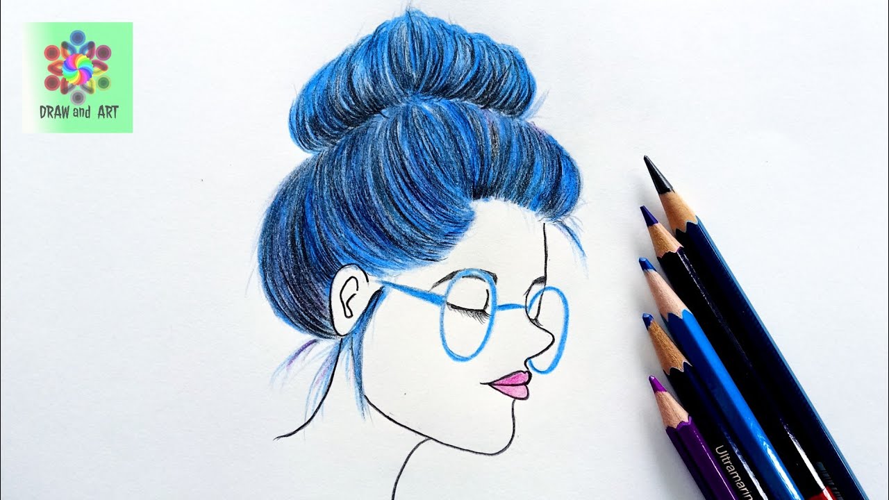 How to draw a girl with blue hair || blue hair girl || Draw & Art ...