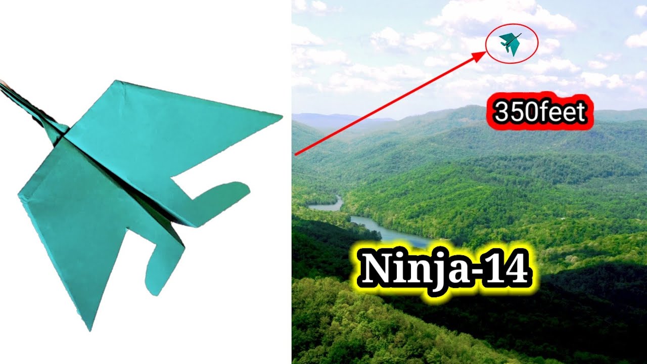 How to make Ninja-14 paper plane| the best paper plane| world record ...