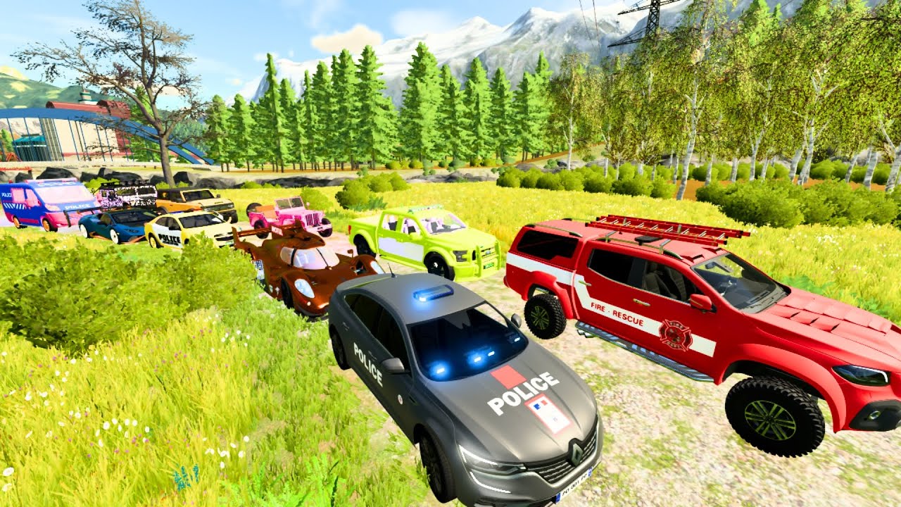 TRANSPORTING CONVOY ALL CARS PICKUP ,AMBULANCE, POLICE TO RESCUE CAR ...