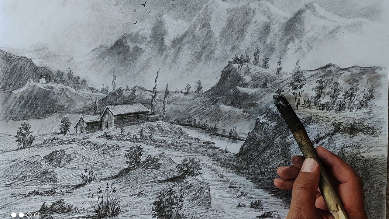 Very beautiful landscape drawing☘️The best professional landscape ...