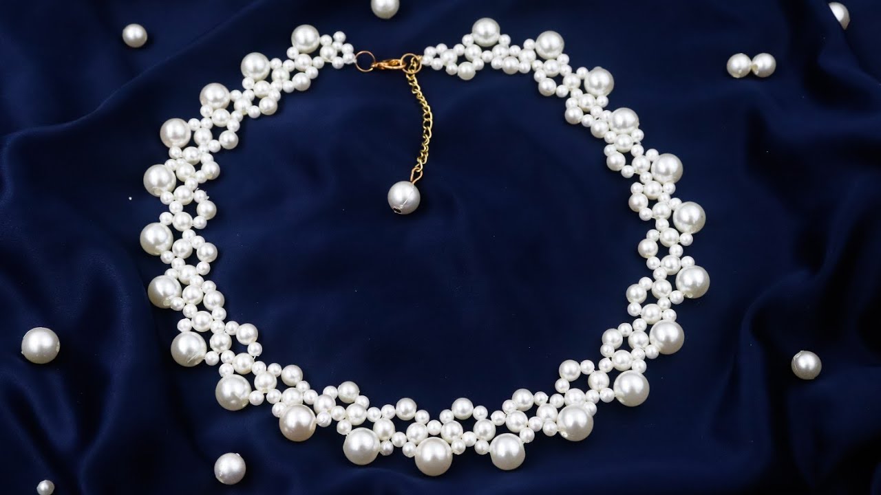 Pearl Necklace Making// Simple Pearl Necklace Making Tutorial//How To ...